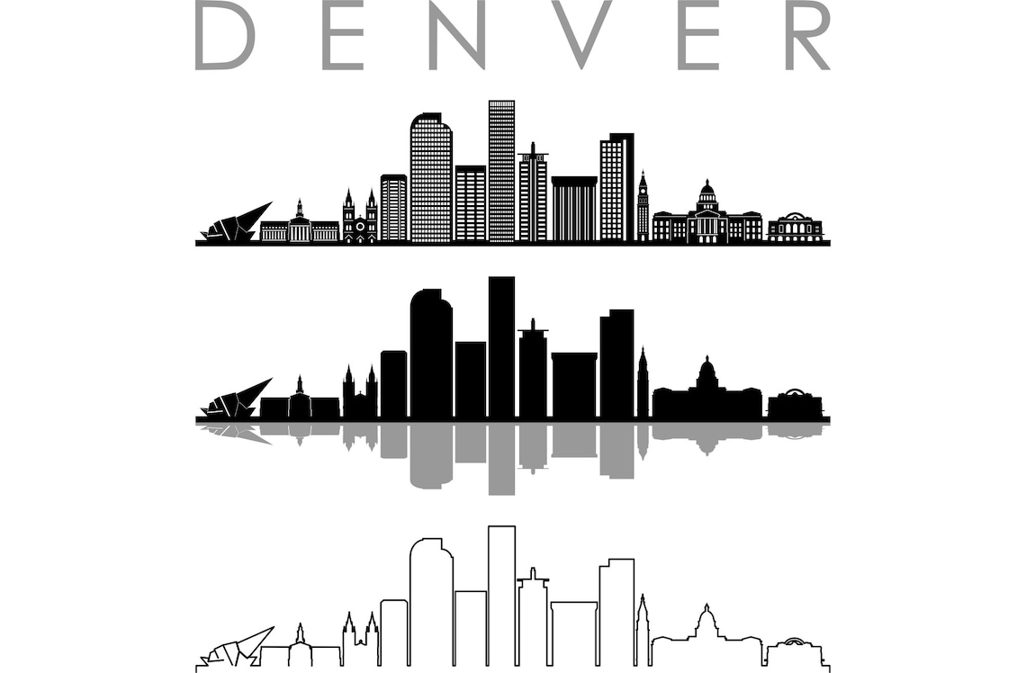 DENVER SKYLINE Outline Silhouette Vector Svg Eps Jpg Png - Etsy
