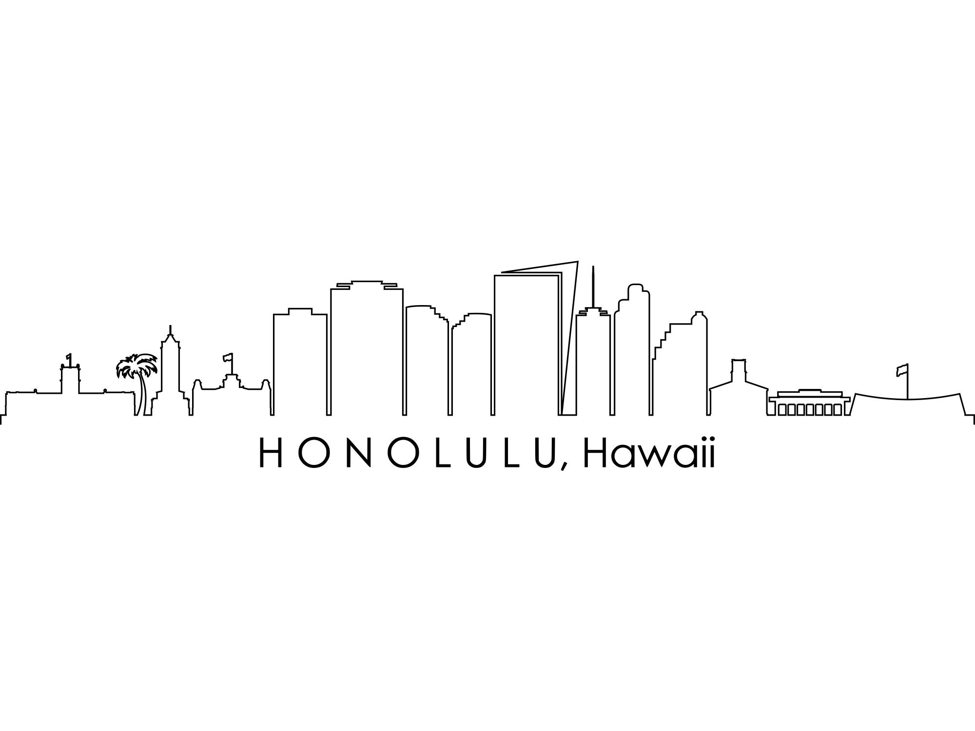 Honolulu Skyline Drawing