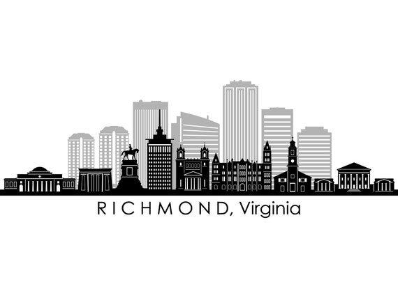 RICHMOND Virginia USA SKYLINE City Outline Silhouette Vector - Etsy ...