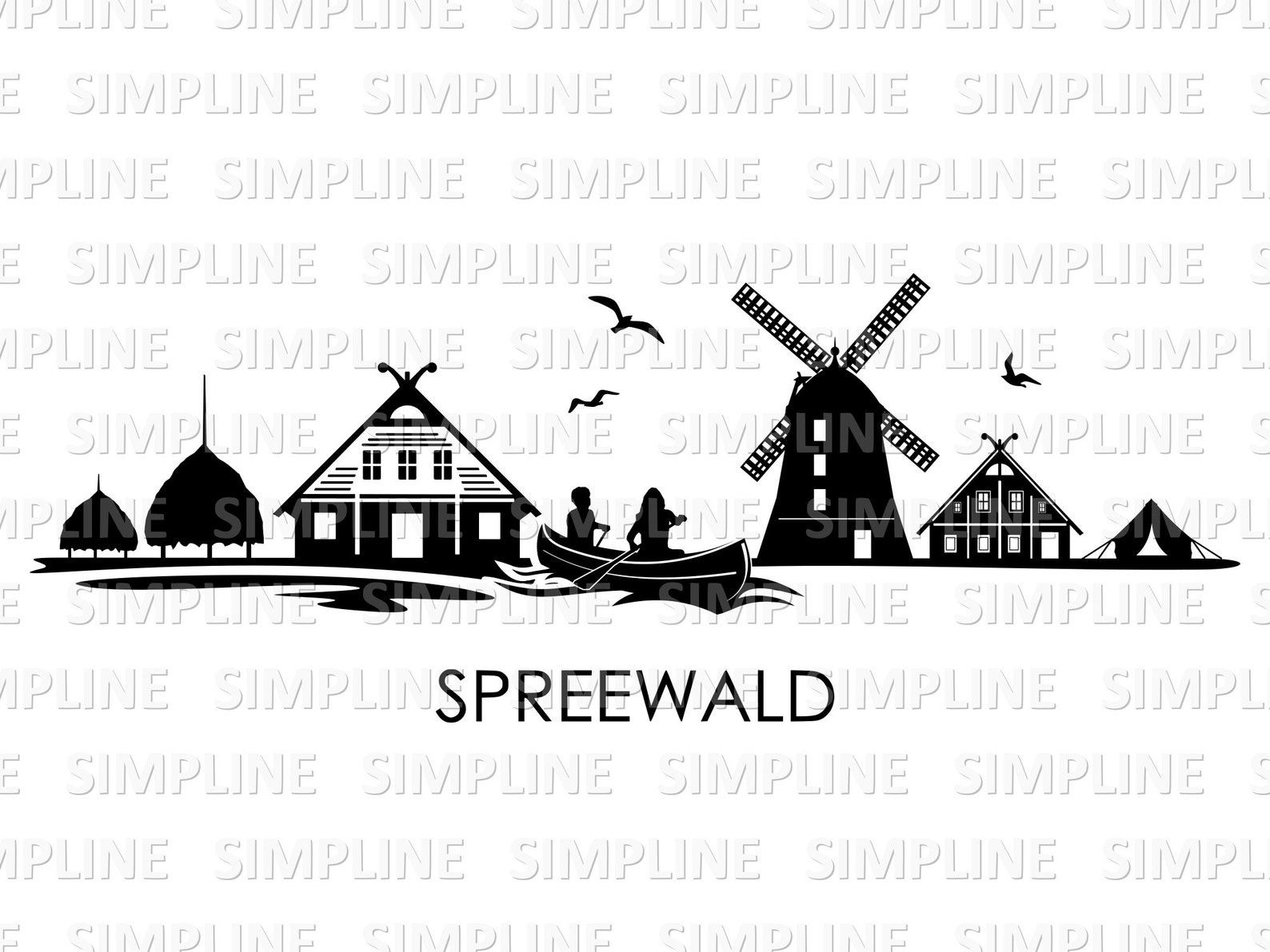SPREEWALD Silhouette Vektor Grafik svg eps jpg png - Etsy.de