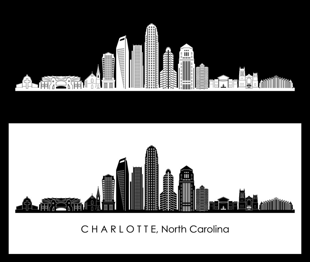 CHARLOTTE North Carolina Usa SKYLINE City Outline Silhouette Vector ...