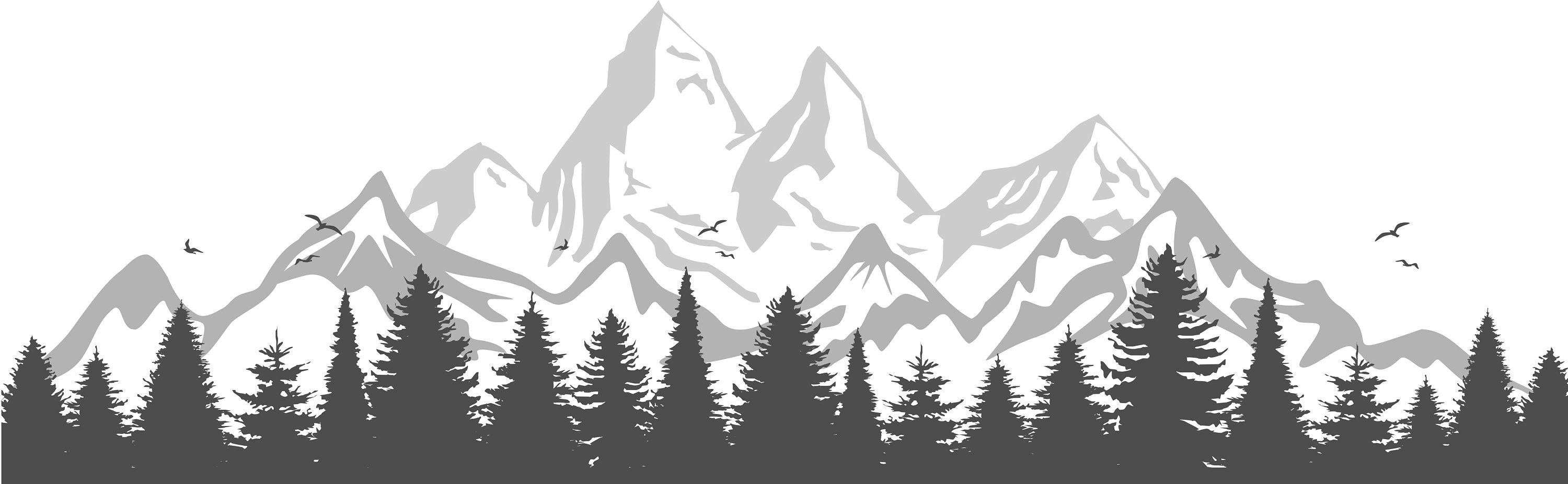 MOUNTAINS FOREST TREES Silhouette Peak Skyline Landscape - Etsy Canada