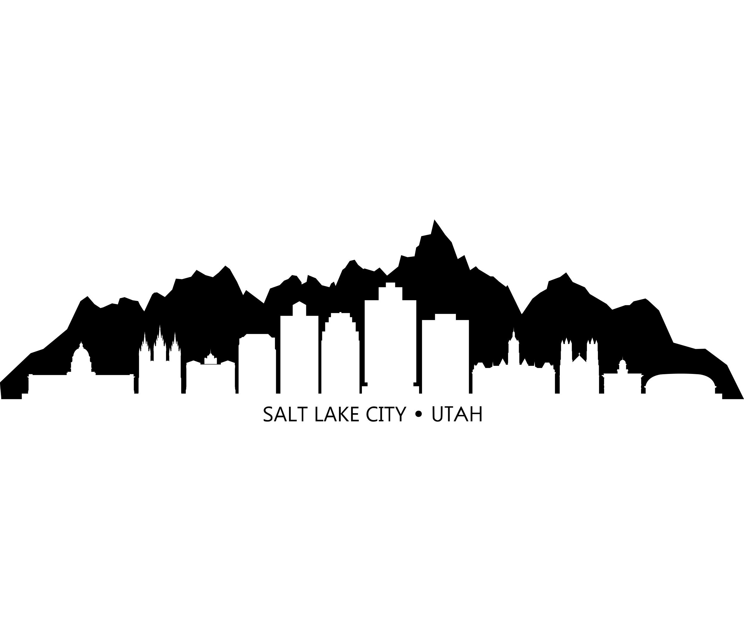 SALT LAKE CITY Utah Usa Skyline City Berge Umriss Silhouette Vektor ...