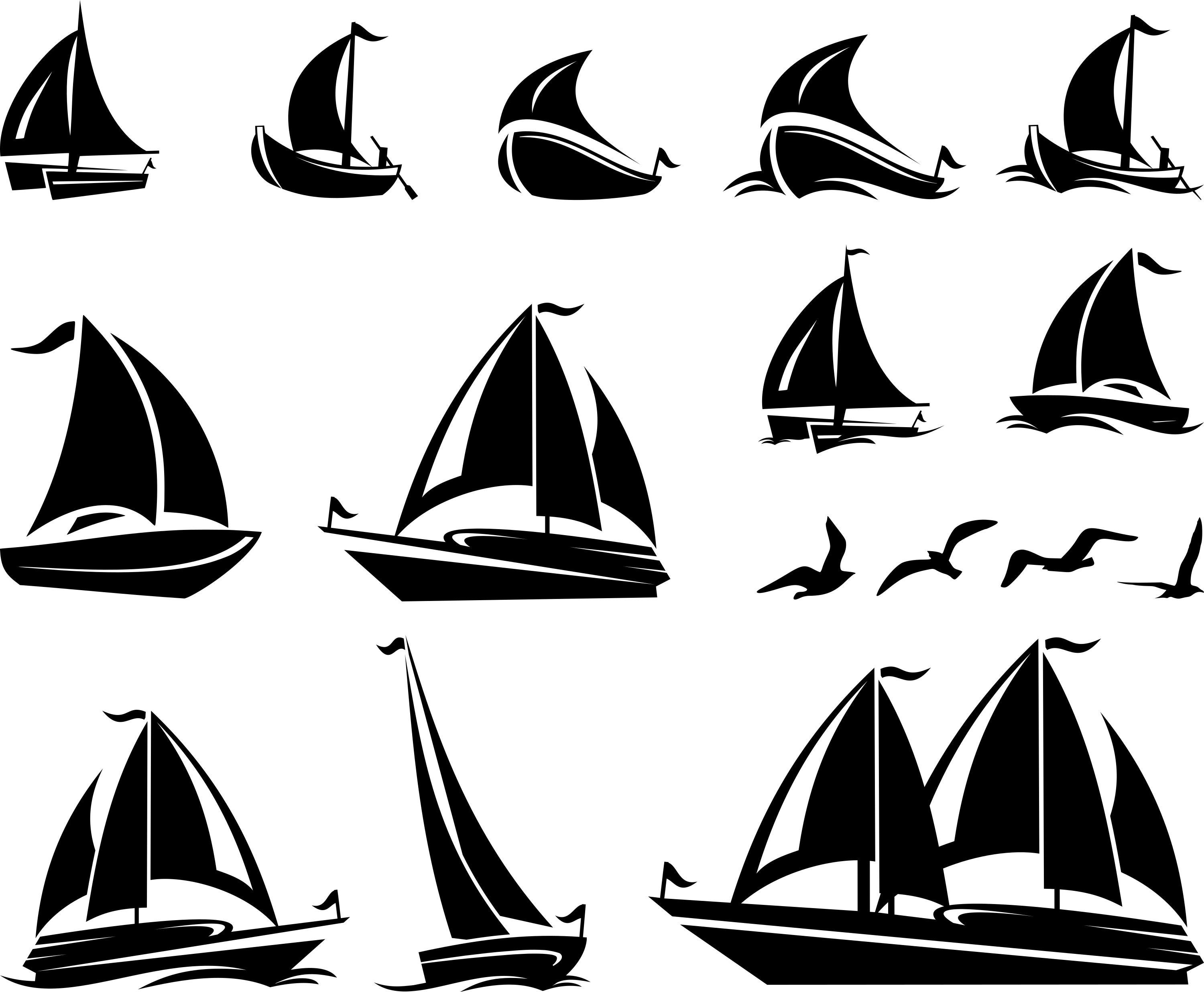 SCHIFF BOOT SCHIFFE Segel Welle Wasser Silhouette Vektor Grafik svg eps ...