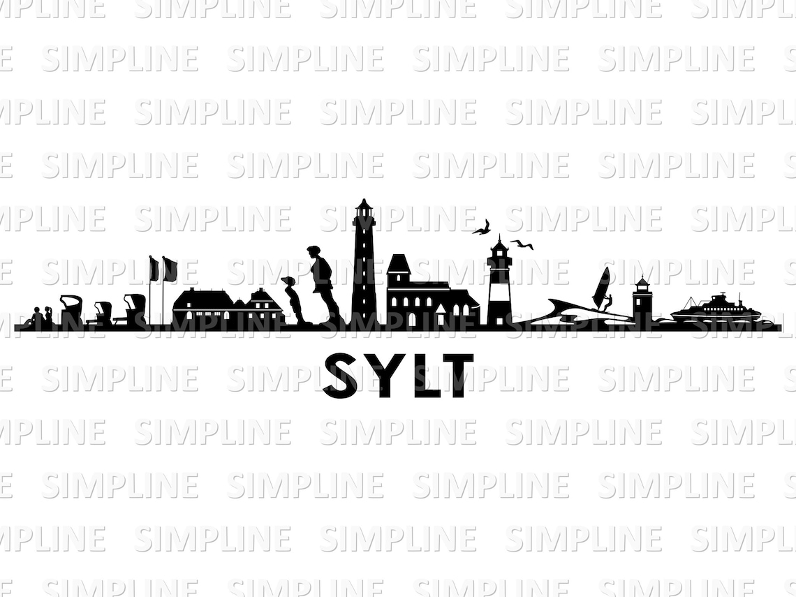 Sylt Nordsee Insel Skyline City Umriss Silhouette Vektor – GSJWXX