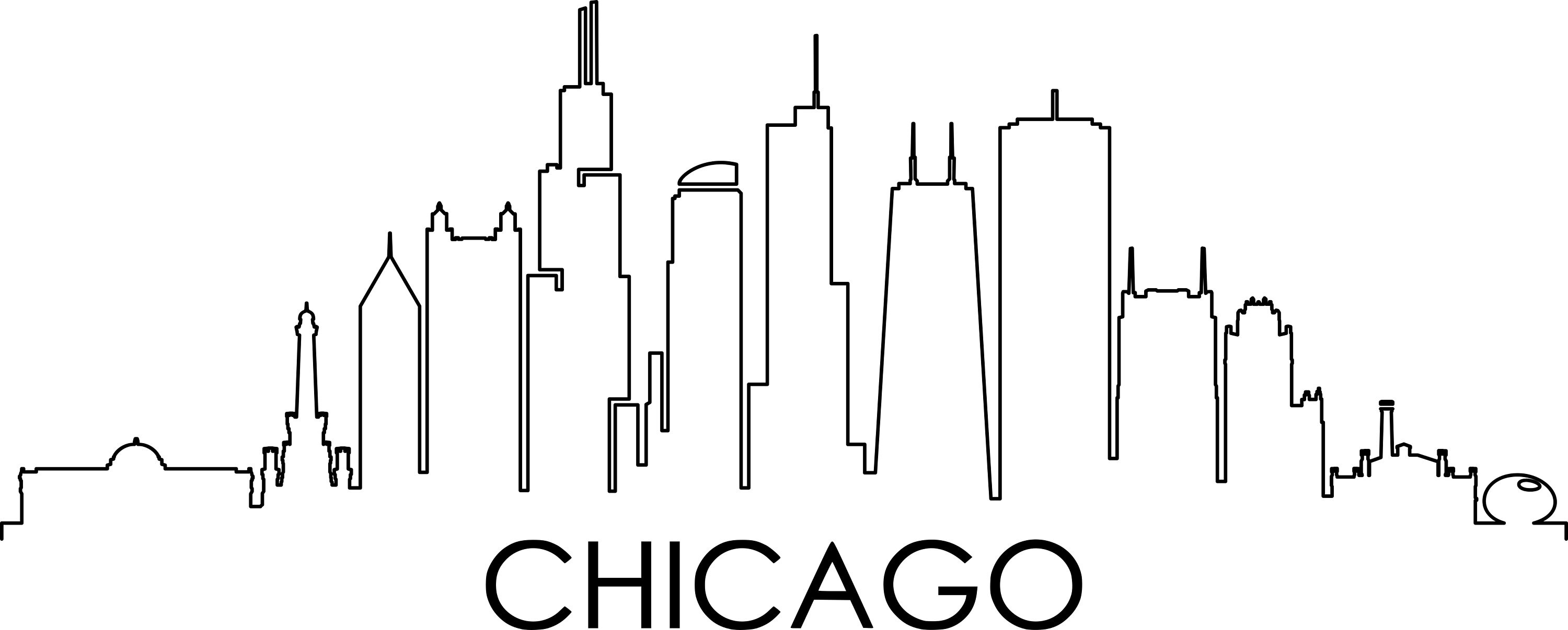 CHICAGO City SKYLINE Outline Silhouette Vector svg eps jpg png | Etsy