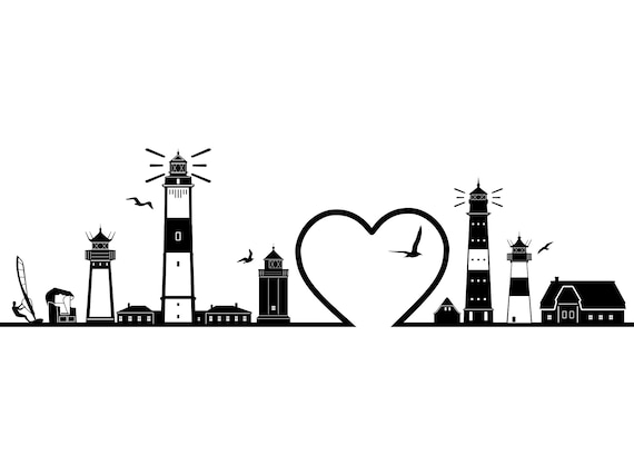 SYLT Nordsee Insel SKYLINE City Umriss Silhouette Vektor | Etsy