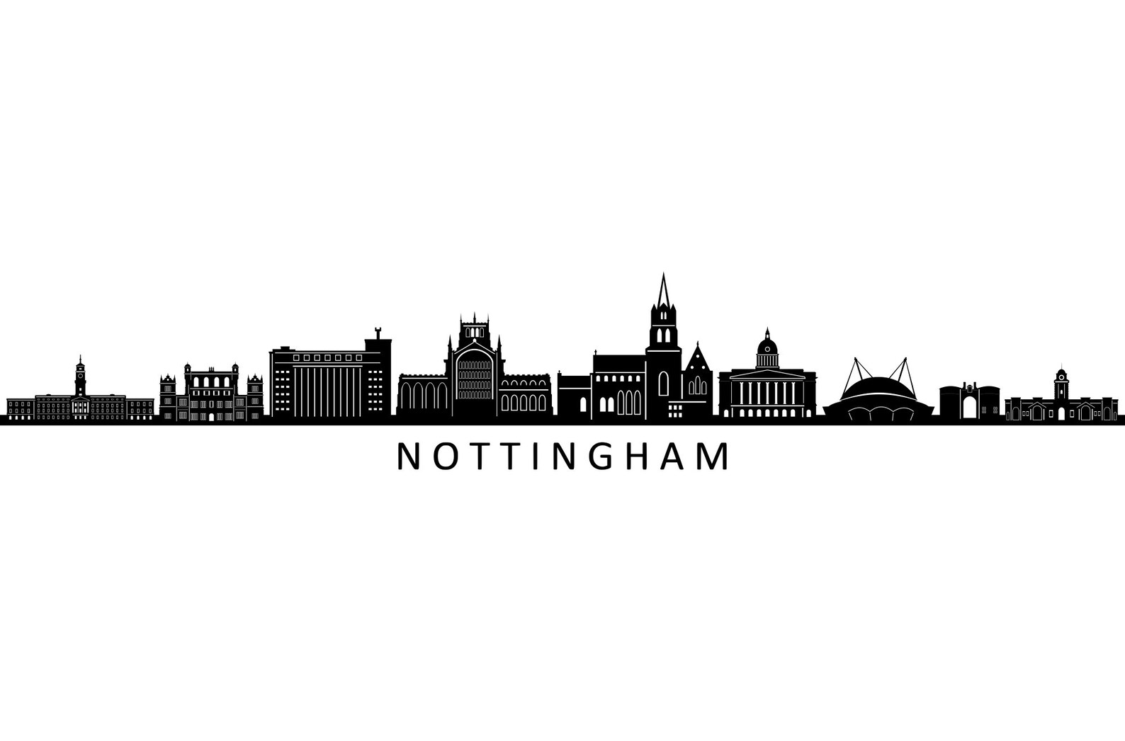 NOTTINGHAM England United Kingdom SKYLINE City Outline - Etsy Israel