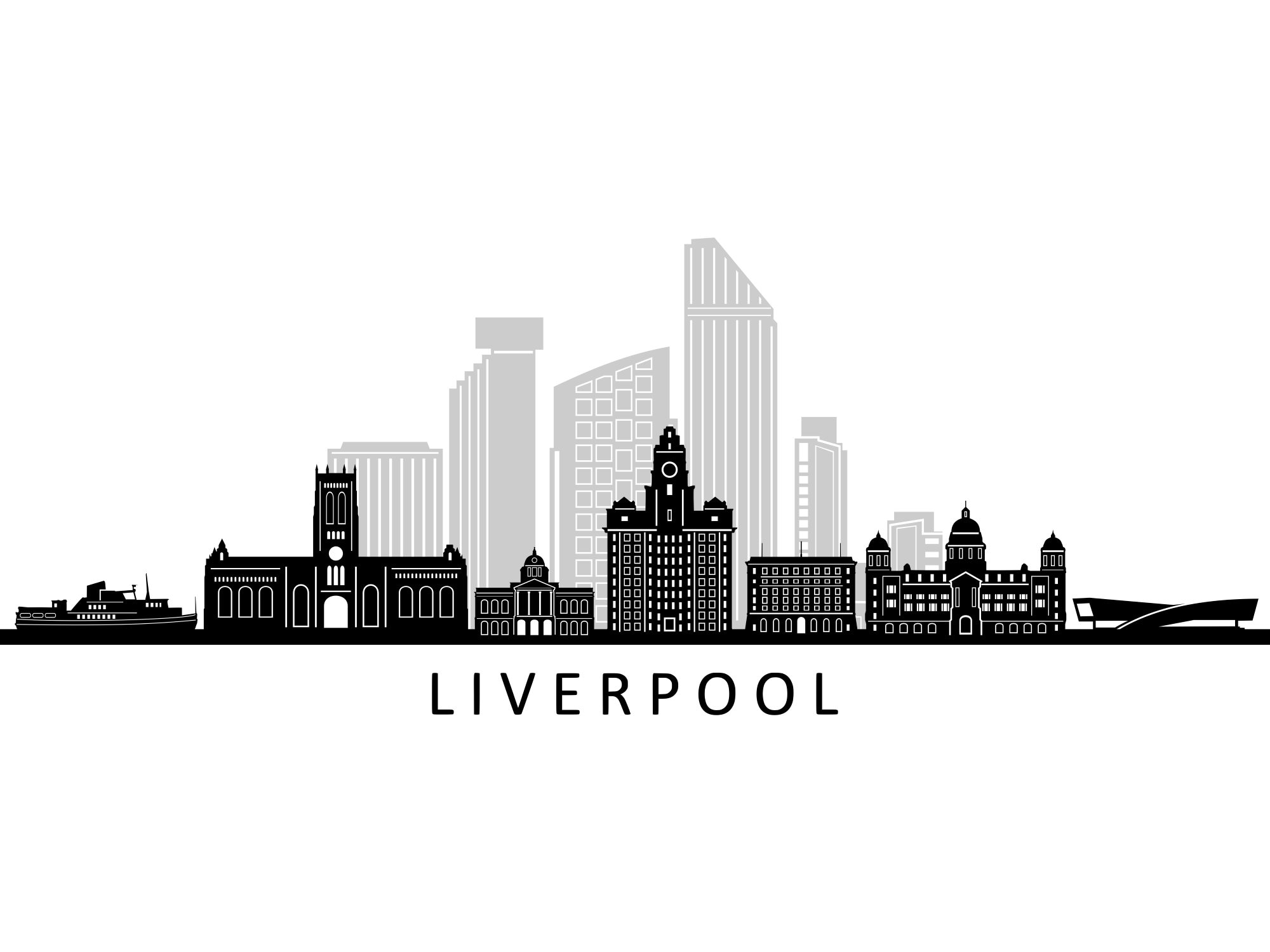 LIVERPOOL England United Kingdom SKYLINE City Outline | Etsy