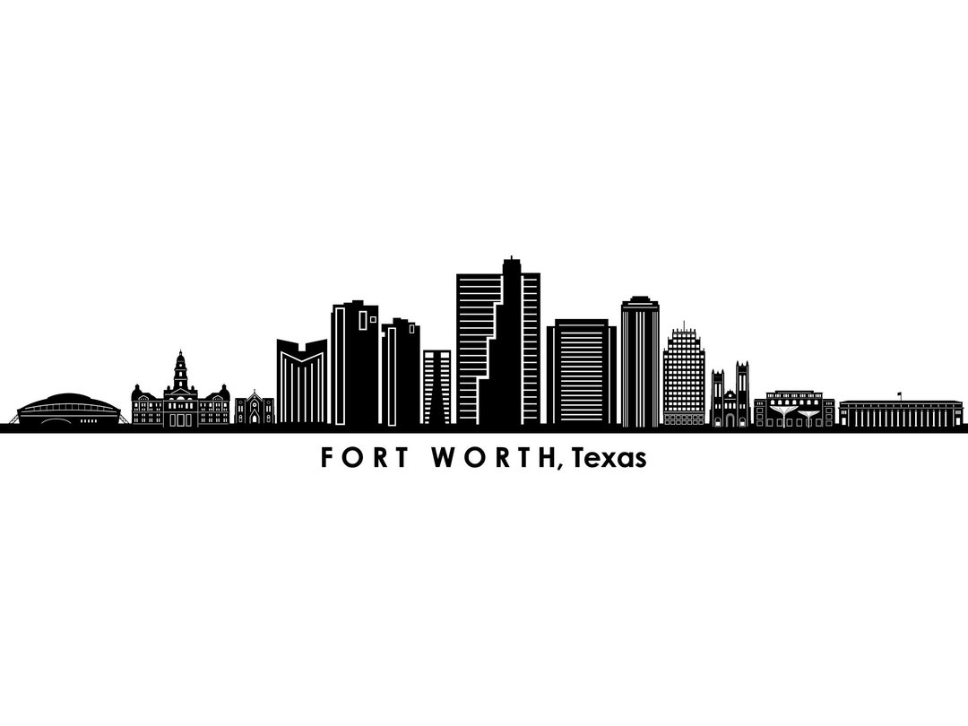 FORT WORTH Texas Usa SKYLINE City Outline Silhouette Vector Graphic Svg ...