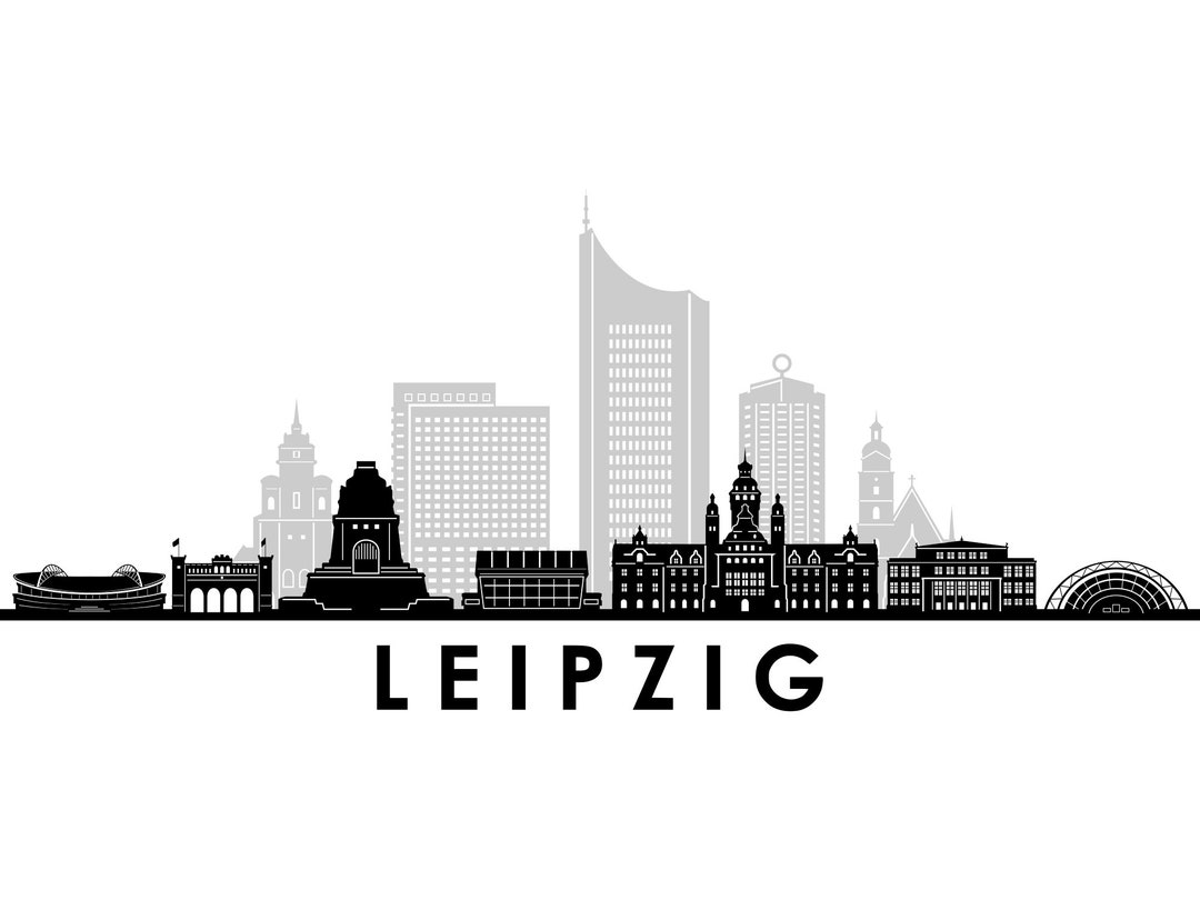 LEIPZIG Sachsen Germany SKYLINE City Outline Silhouette Vector Graphic ...