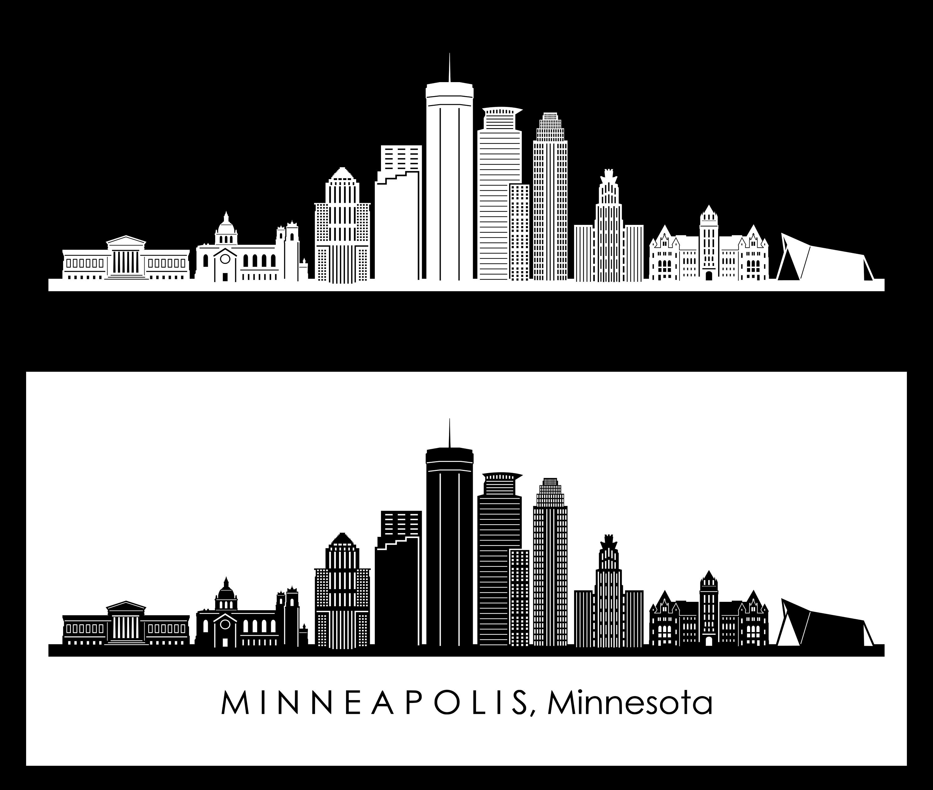 MINNEAPOLIS Minnesota Usa SKYLINE City Outline Silhouette | Etsy