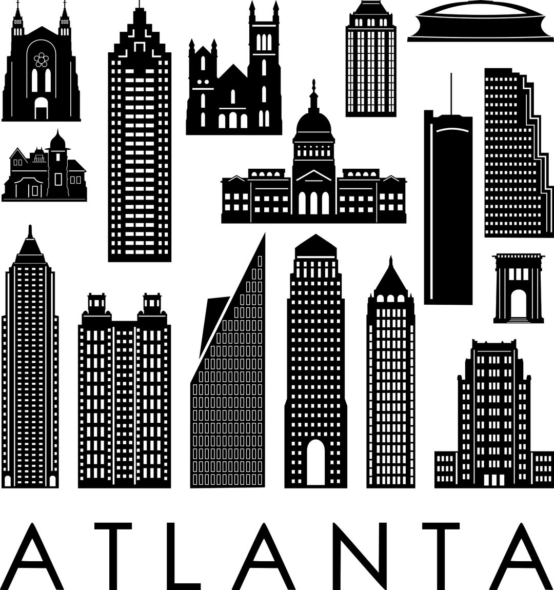 ATLANTA SKYLINE Outline Silhouette Vector Svg Eps Jpg Png - Etsy