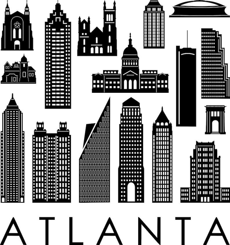 ATLANTA SKYLINE Outline Silhouette Vector Svg Eps Jpg Png - Etsy