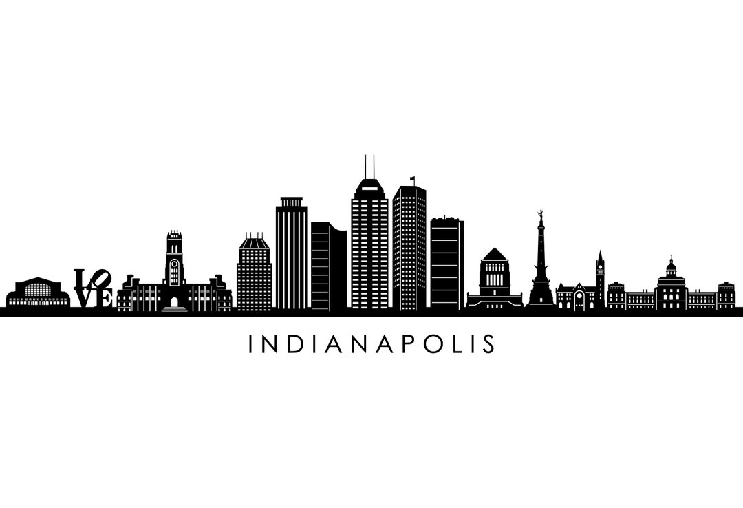 INDIANAPOLIS Indiana USA SKYLINE City Outline Silhouette Vector Graphic ...