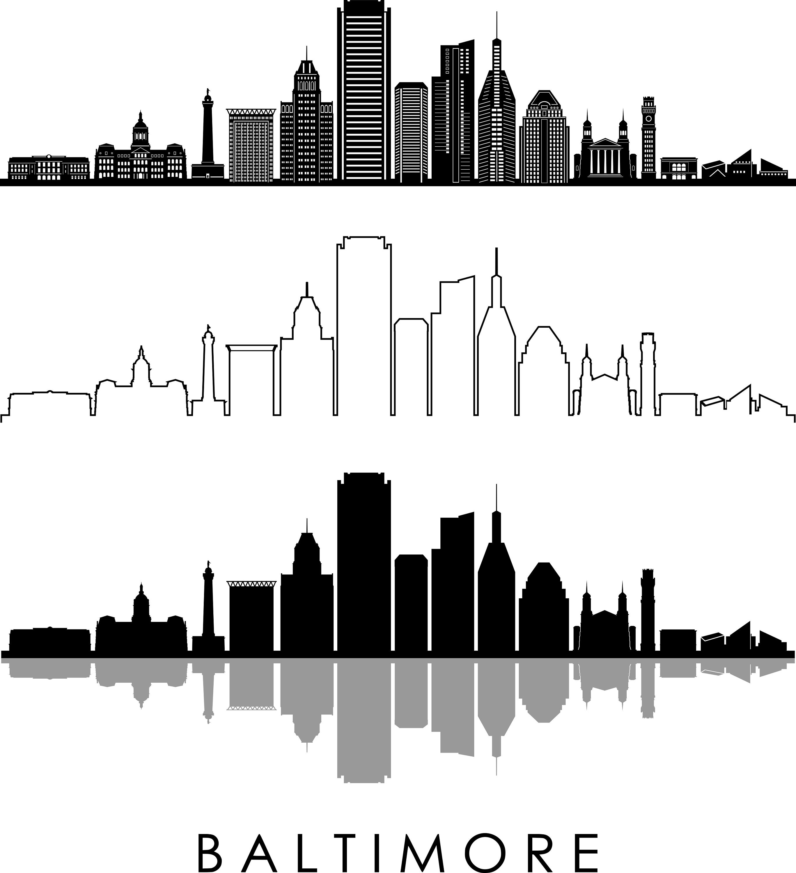 BALTIMORE MARYLAND City SKYLINE Outline Silhouette Vector svg | Etsy