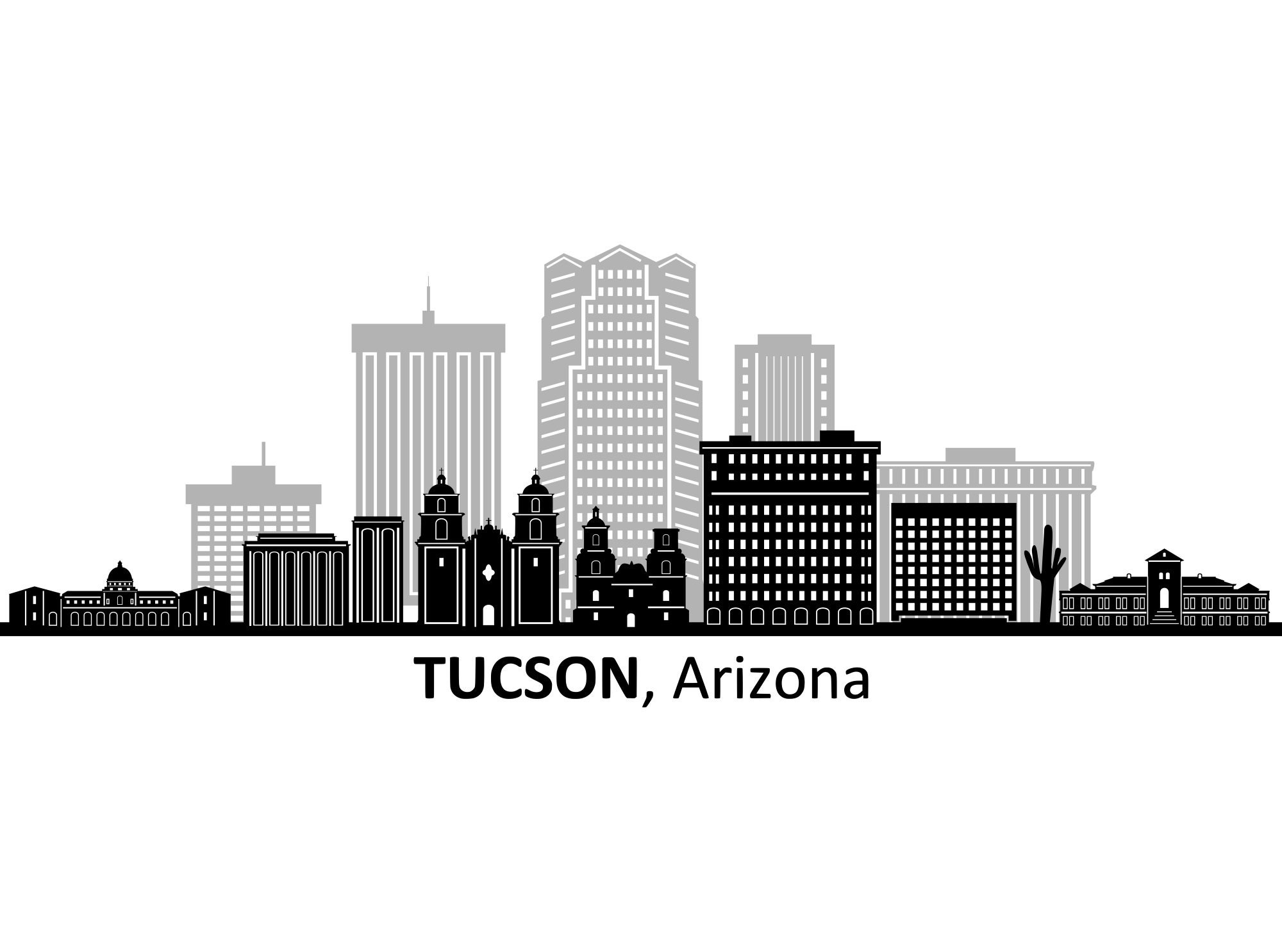 TUCSON Arizona USA SKYLINE City Outline Silhouette Vector | Etsy