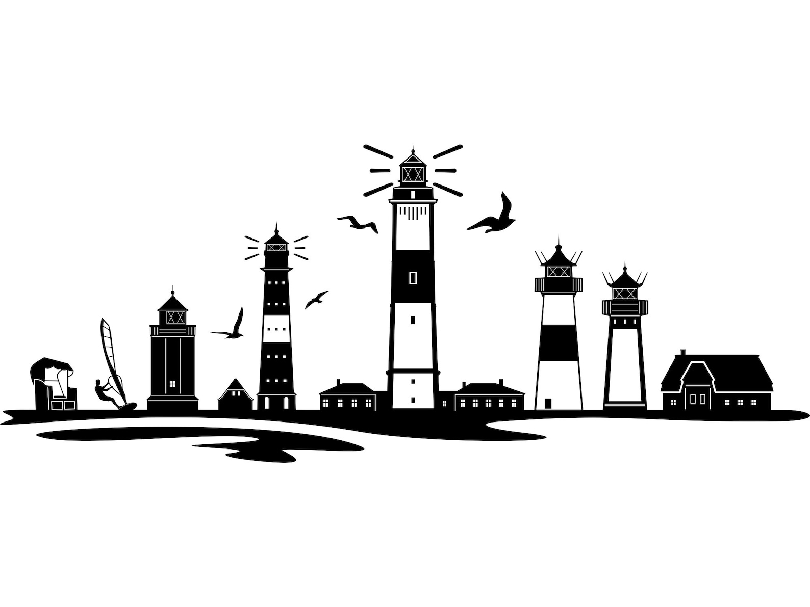 SYLT Nordsee Insel SKYLINE City Umriss Silhouette Vektor Grafik svg eps ...