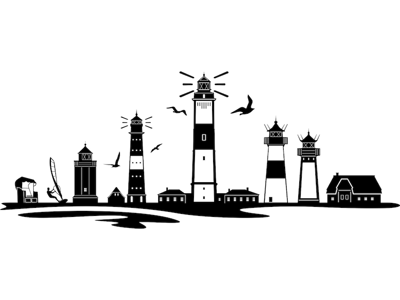 SYLT Nordsee Insel SKYLINE City Umriss Silhouette Vektor Grafik svg eps ...