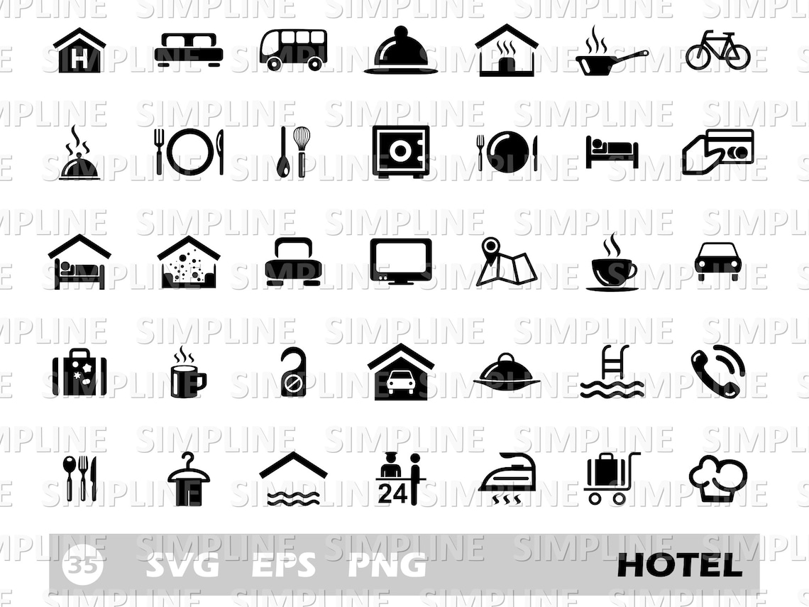 HOTEL ICON SET Svg Eps Png - Etsy
