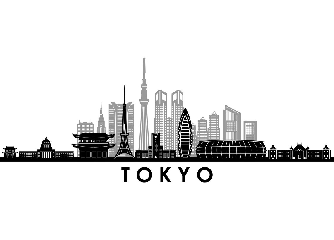 TOKYO Japan Tokyo SKYLINE City Outline Silhouette Vector Graphic Svg ...
