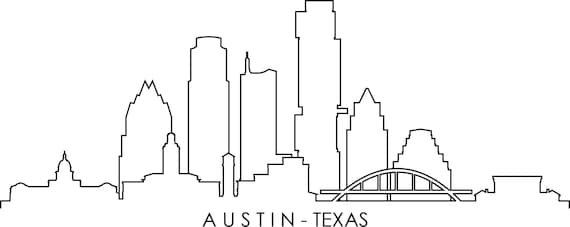 AUSTIN Texas USA SKYLINE City Outline Silhouette Vector | Etsy Canada