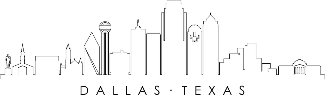 DALLAS City SKYLINE Outline Silhouette Vector Svg Eps Jpg Png - Etsy