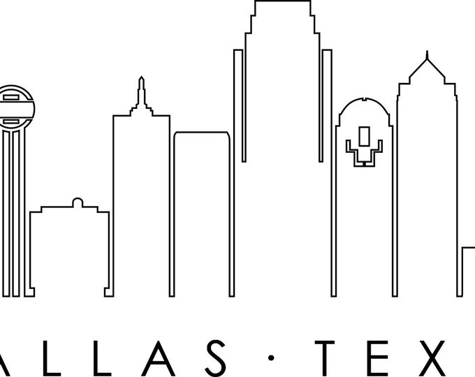 Dallas Skyline Doodle Print. Minimalist Drawing One Line City Sight ...