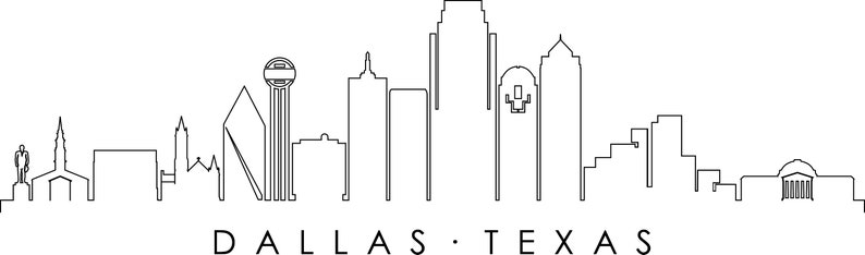DALLAS City SKYLINE Outline Silhouette Vector Svg Eps Jpg Png - Etsy