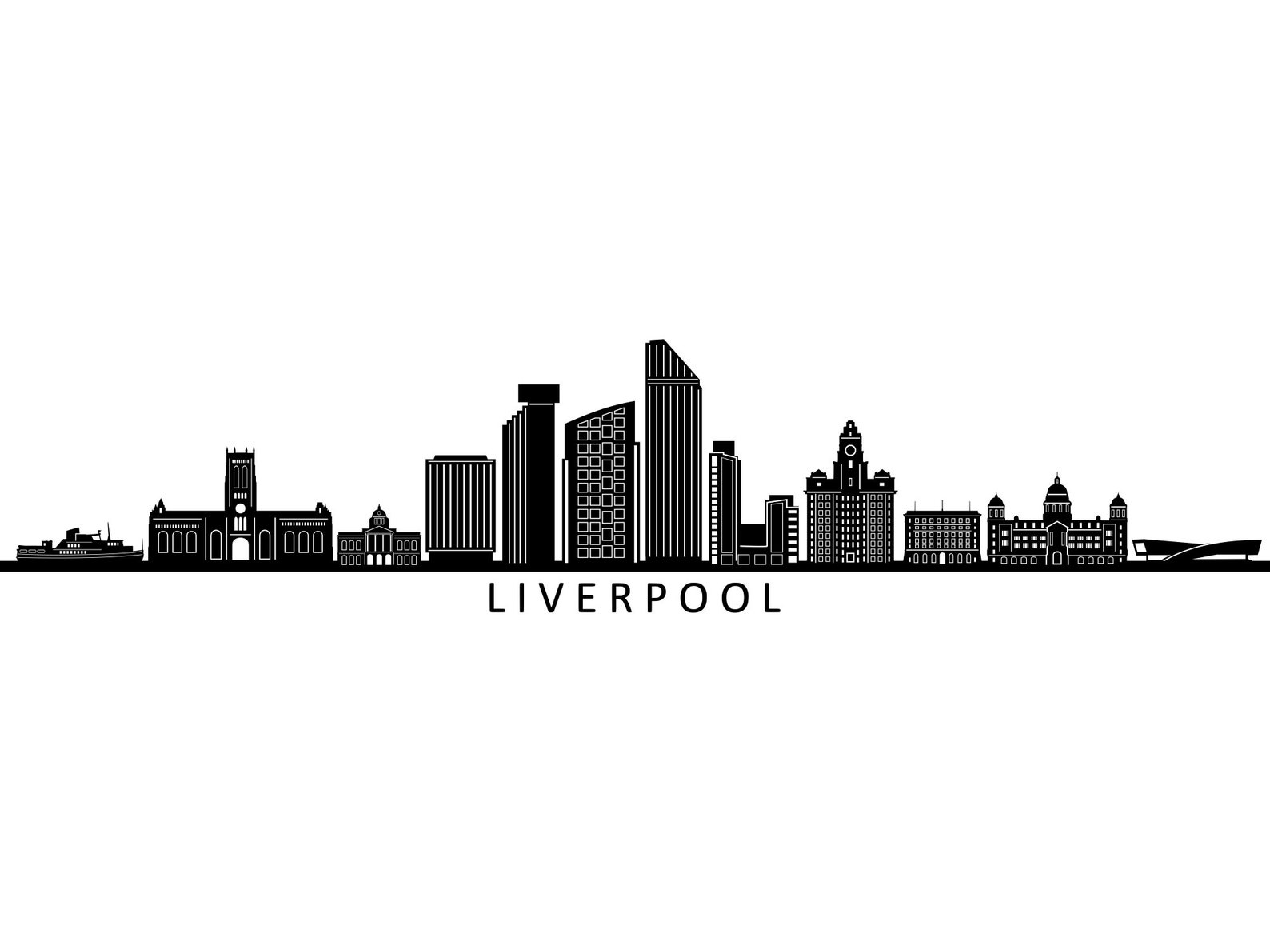 LIVERPOOL England United Kingdom SKYLINE City Outline | Etsy