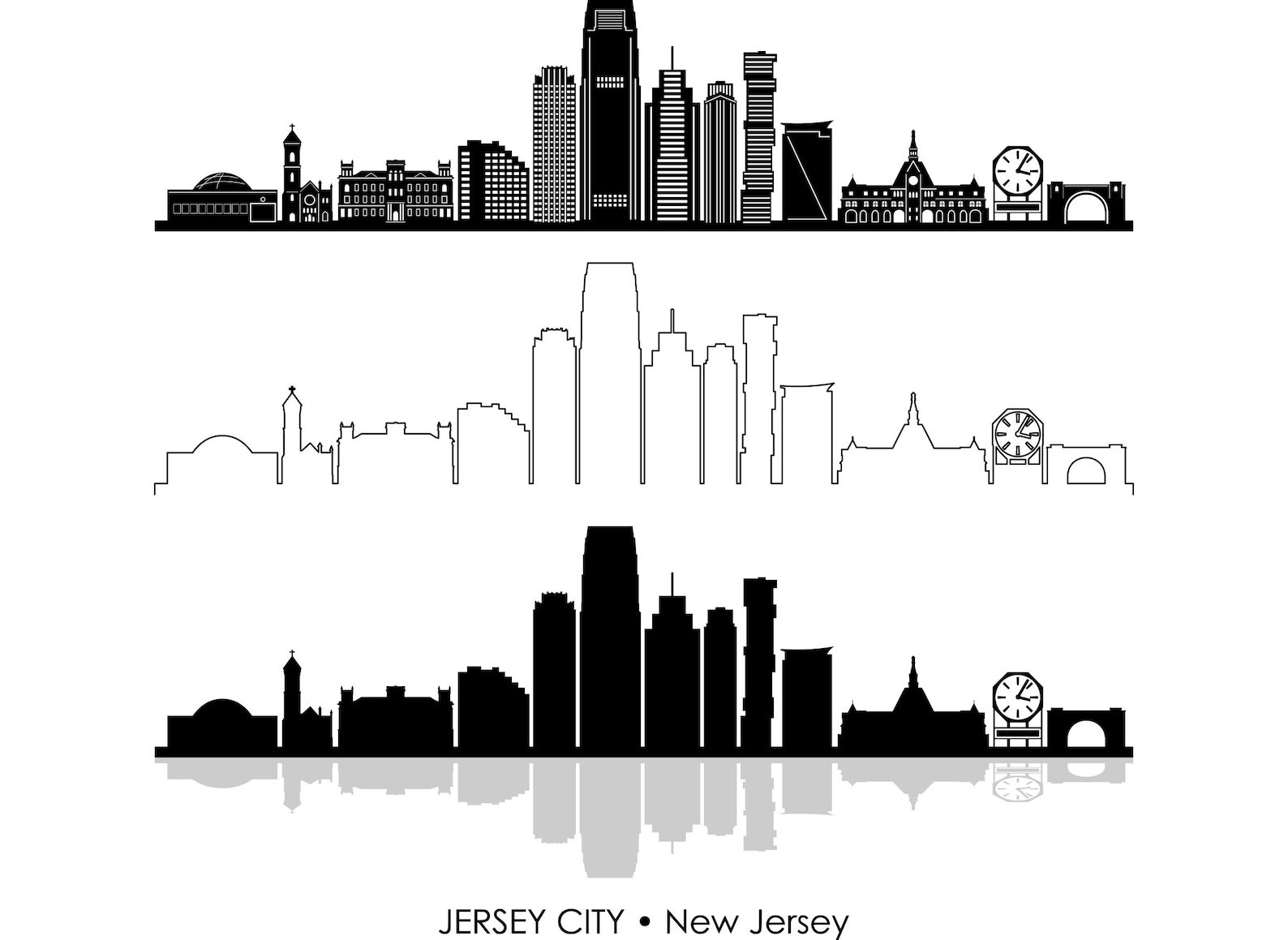 JERSEY City New Jersey USA SKYLINE Outline Silhouette Vector - Etsy