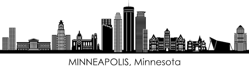 MINNEAPOLIS Minnesota City Skyline Outline Silhouette Vector - Etsy