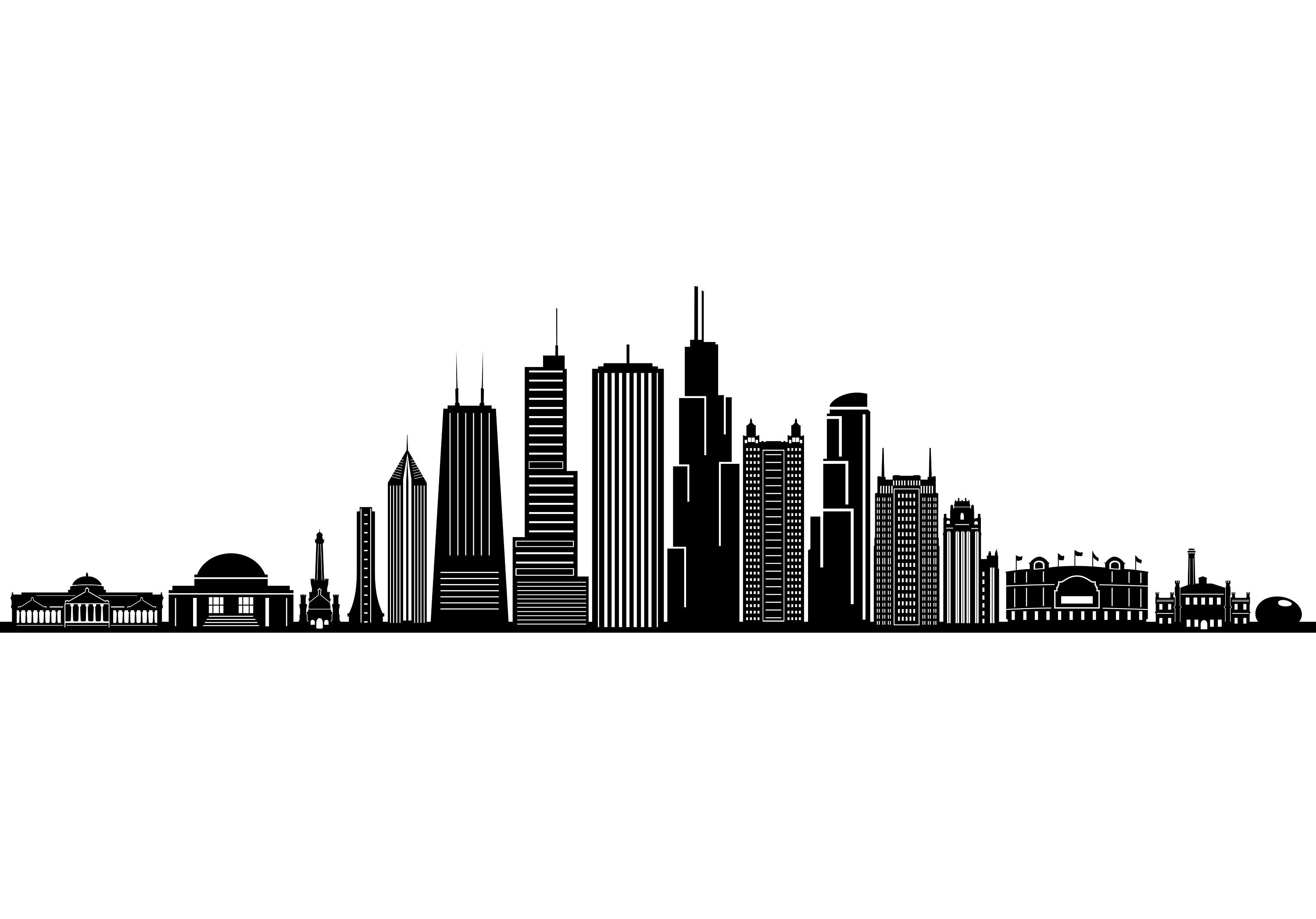Chicago Skyline Silhouette Outline