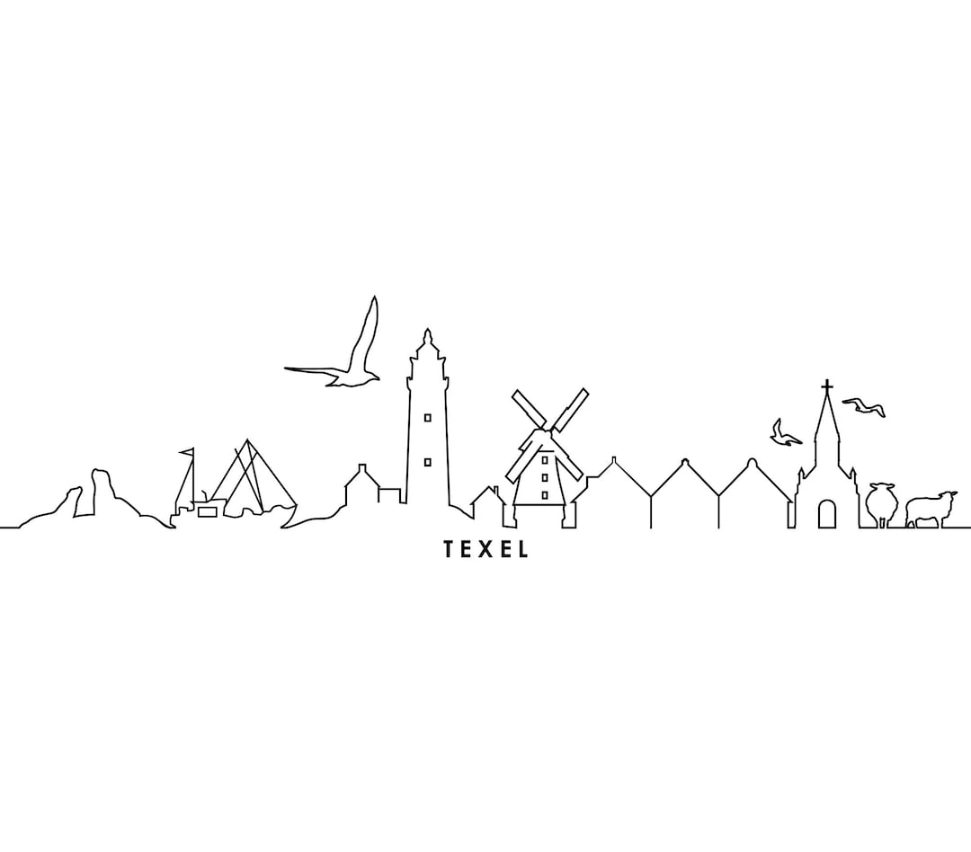 TEXEL Island Holland North Sea SKYLINE City Outline Silhouette Vector ...