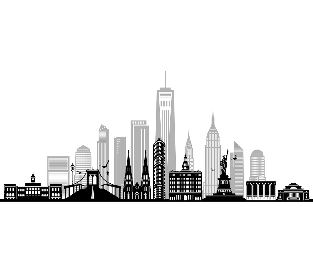 NEW YORK City SKYLINE Outline Silhouette Vector Svg Eps Jpg Png - Etsy UK