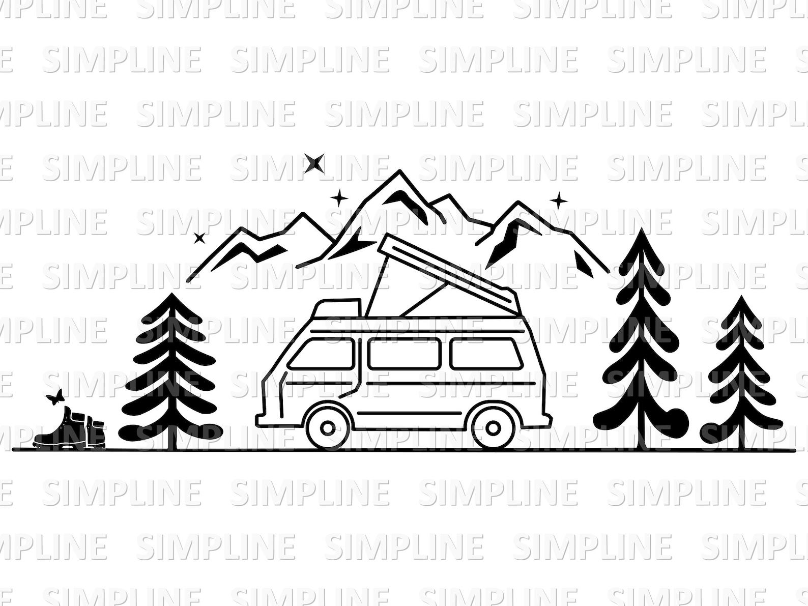 BUS Camper Wohnmobil retro Umriss Silhouette Vektor svg eps - Etsy.de