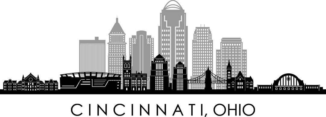 CINCINNATI City OHIO SKYLINE Outline Silhouette Vector Svg Eps Jpg Png ...