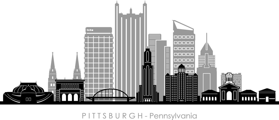 PITTSBURGH CITY Pennsylvania SKYLINE Outline Silhouette Vector Svg Eps ...