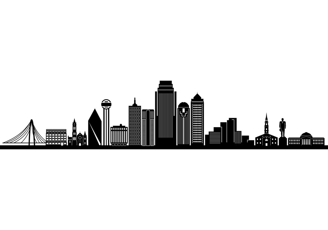DALLAS Texas USA SKYLINE City Outline Silhouette Vector Graphic Svg Eps ...