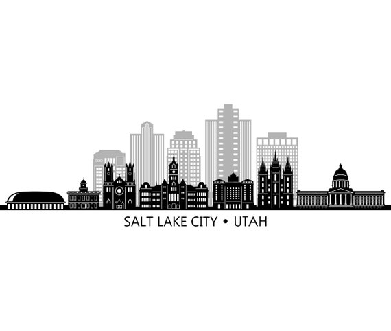 SALT LAKE CITY Utah Usa Skyline City Outline Silhouette Vector | Etsy