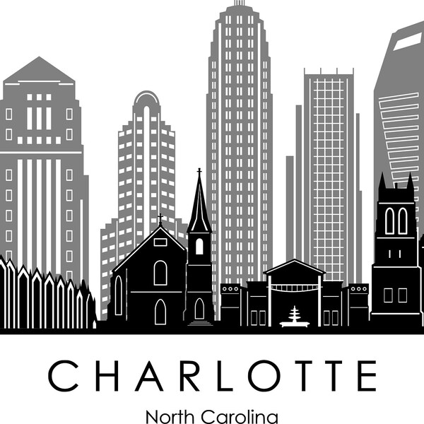 Charlotte Skyline - Etsy