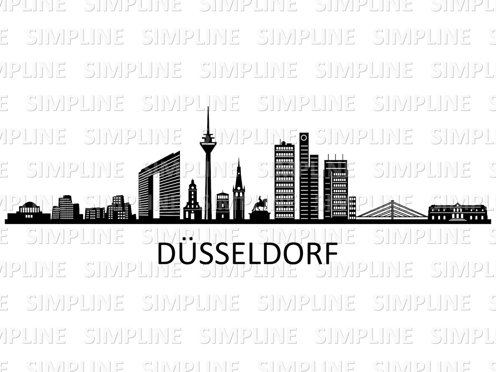 DÜSSELDORF Deutschland NRW SKYLINE Stadt Umriss Silhouette Vektor ...