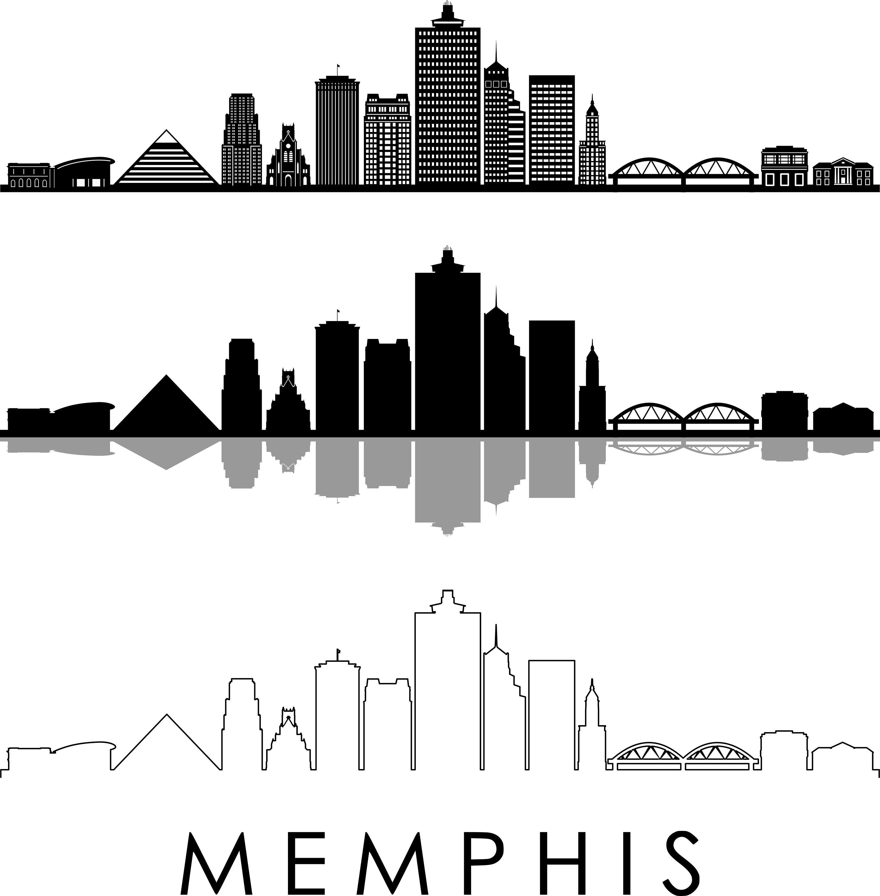 MEMPHIS SKYLINE Outline Silhouette Vector Svg Eps Jpg Png - Etsy
