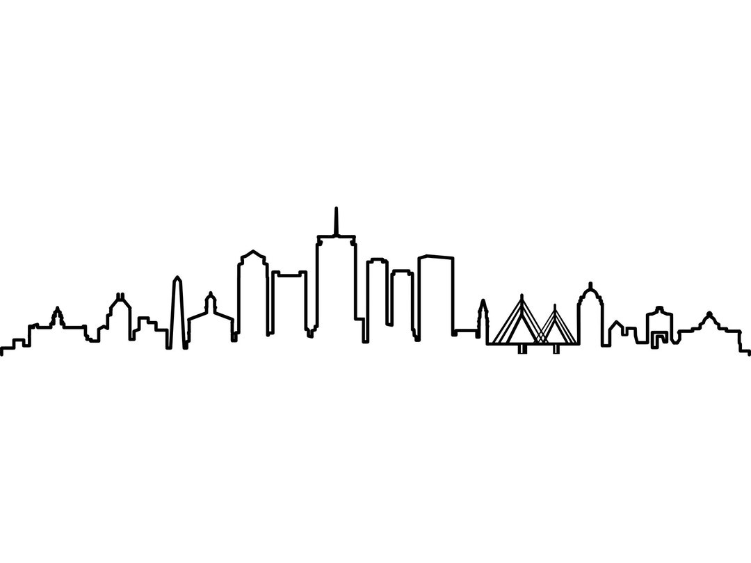 BOSTON Massachusetts USA SKYLINE City Outline Silhouette Vector Graphic ...