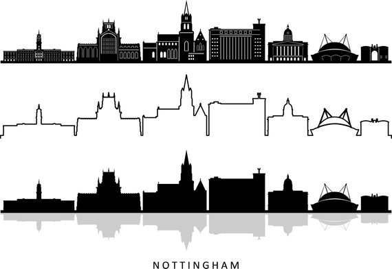 NOTTINGHAM England United Kingdom SKYLINE City Outline - Etsy UK