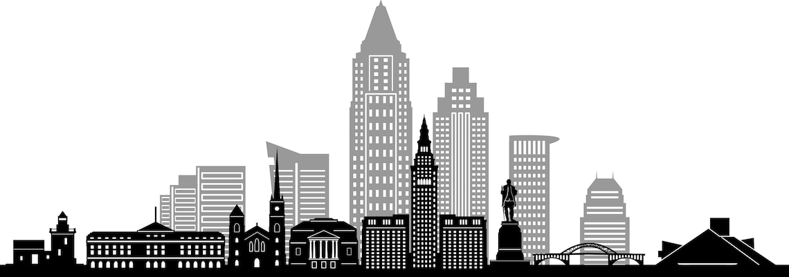 CLEVELAND SKYLINE Outline Silhouette Vector Svg Eps Png - Etsy