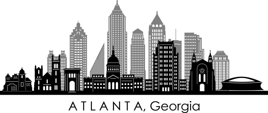 ATLANTA Georgia TRANSPARENT WINDOWS SKYLINE Usa City Outline Silhouette ...