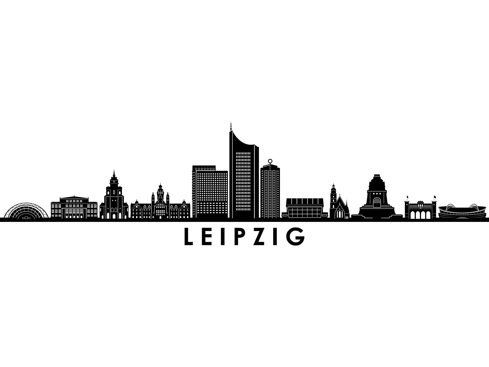 LEIPZIG Saxony Germany SKYLINE City Outline Silhouette Vector | Etsy