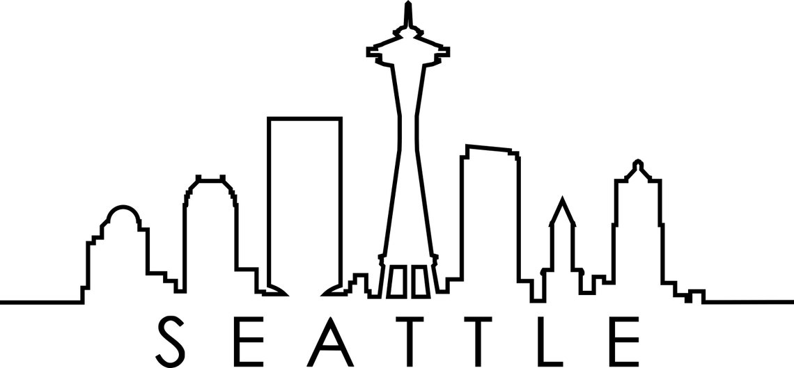 SEATTLE Washington Usa SKYLINE City Outline Silhouette Vector Graphic ...