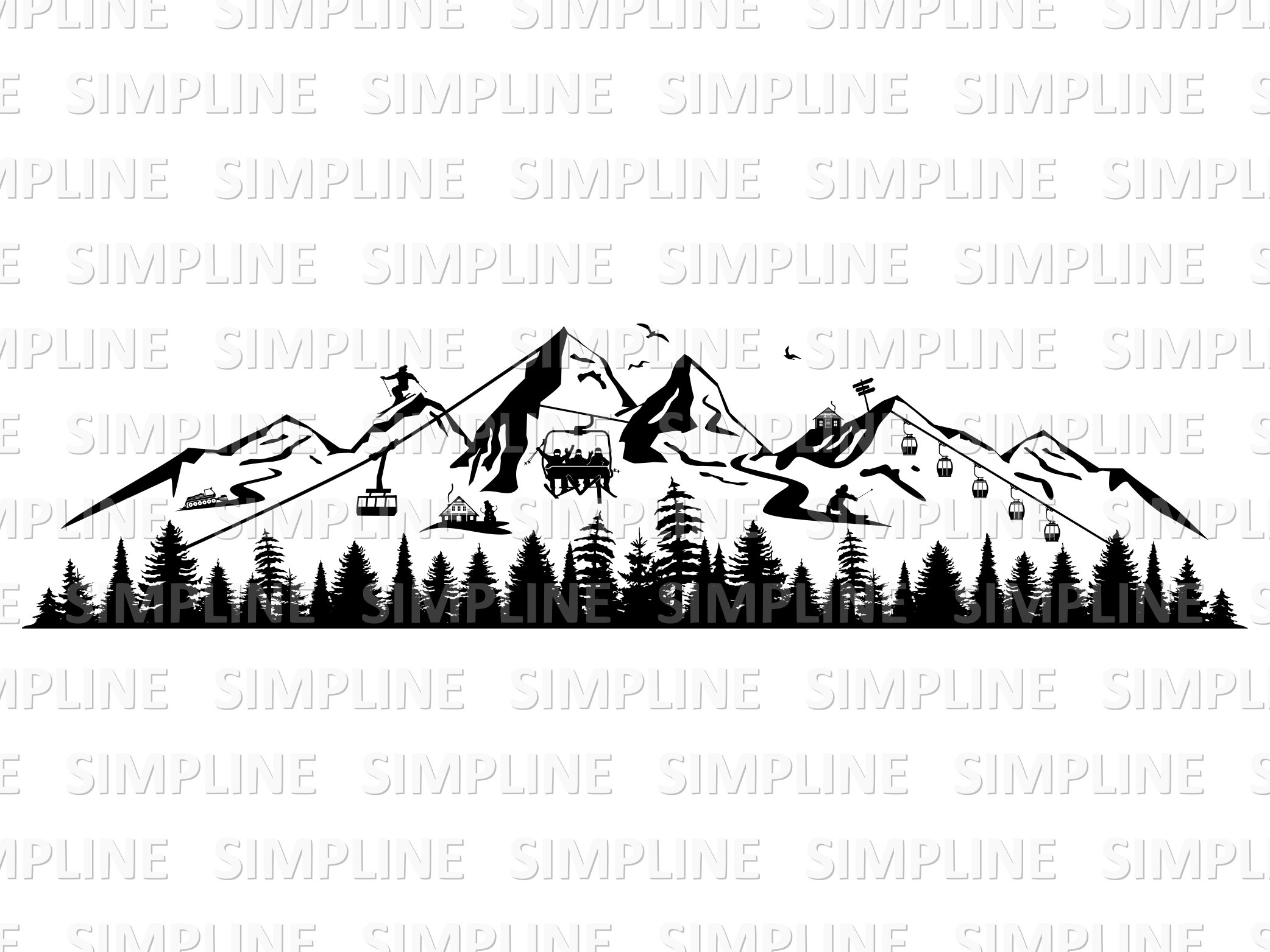 Mountain Skiing Clipart